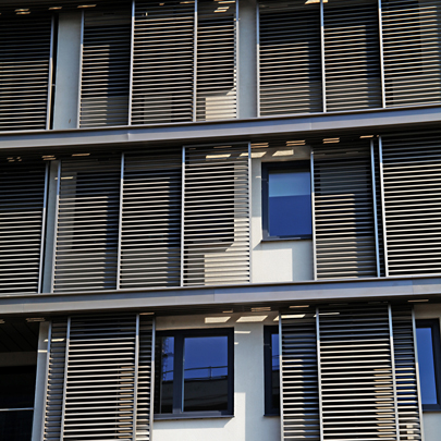 Bespoke Hunter Douglas shutter system for striking Ixia development