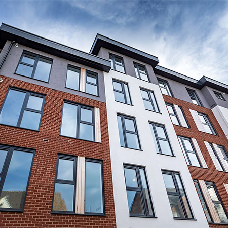Profile 22 Optima windows fitted in contemporary new housing development