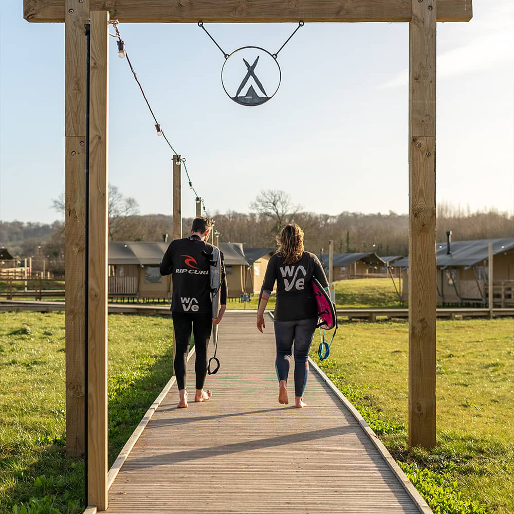 The Camp at The Wave: Campsite Boardwalk and Individual Tent Decks