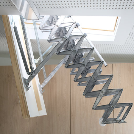 Sloped Roof Access Hatch and Retractable Ladder