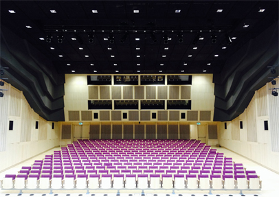 Architectural mesh ceiling panels for theatre ceiling