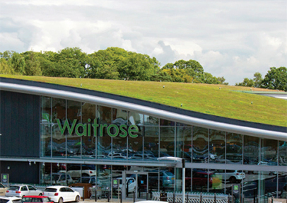 Bauder green roof system for Waitrose store