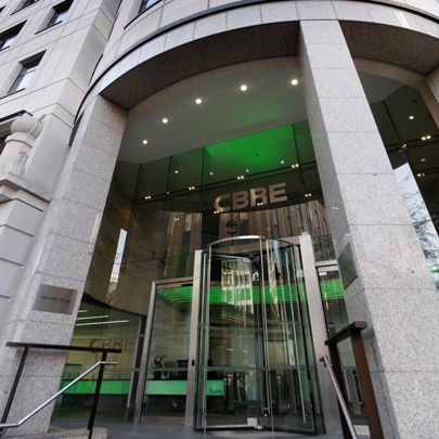 Dolphin dispensers and taps used at CBRE Headquarters