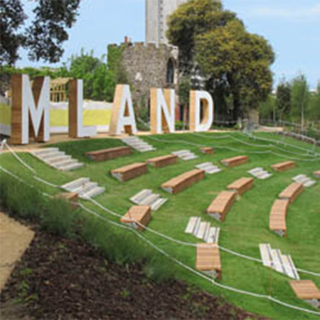 Timber seating platforms for amusement park