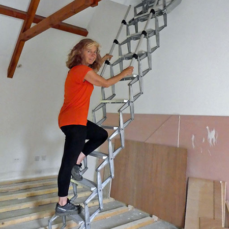 Vertical loft ladder for a New Build in Southern France