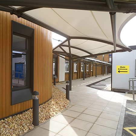 Broxap canopy for Southlands Hospital walkway